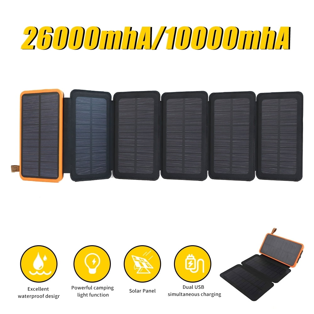 Solar Charger 26000mAh, Outdoor USB Portable Power Bank, Fast Charge ...