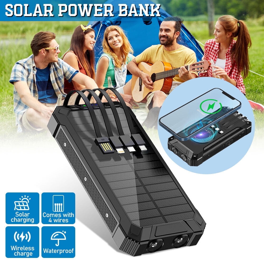 Solar Charger Power Bank 15000mAh, Portable Wireless Charger, 20W, with ...
