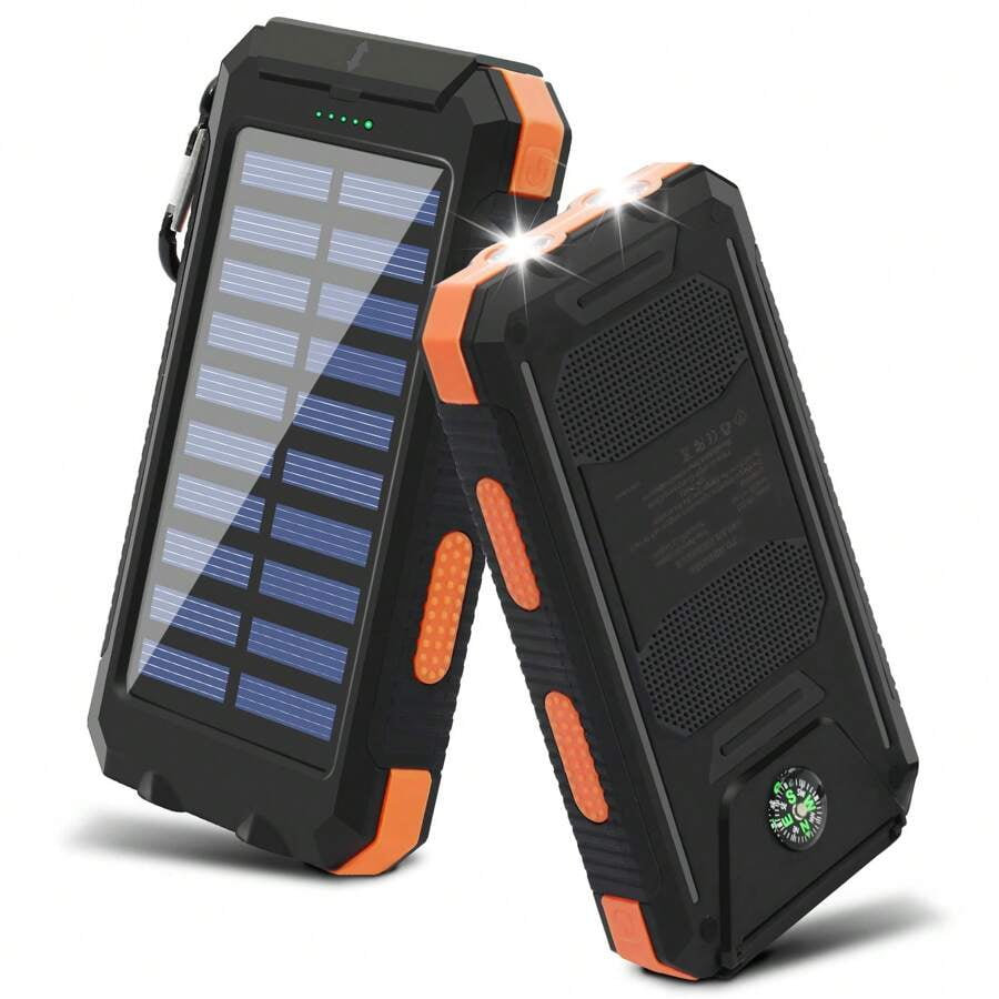 Solar Charger Power Bank, 20000mAh Portable Outdoor Waterproof Solar ...