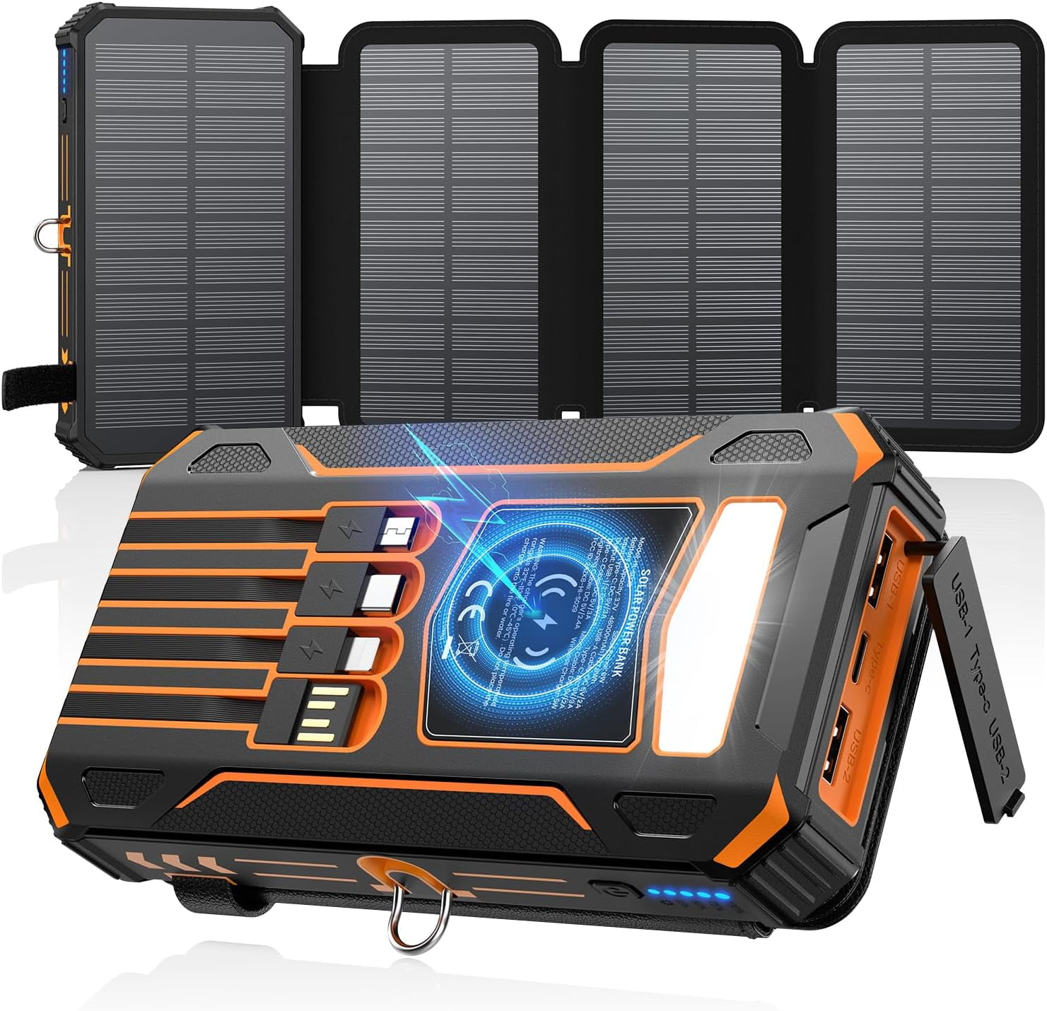 Solar Charger Power Bank - 48000mAh Wireless Portable Charger Built-in ...