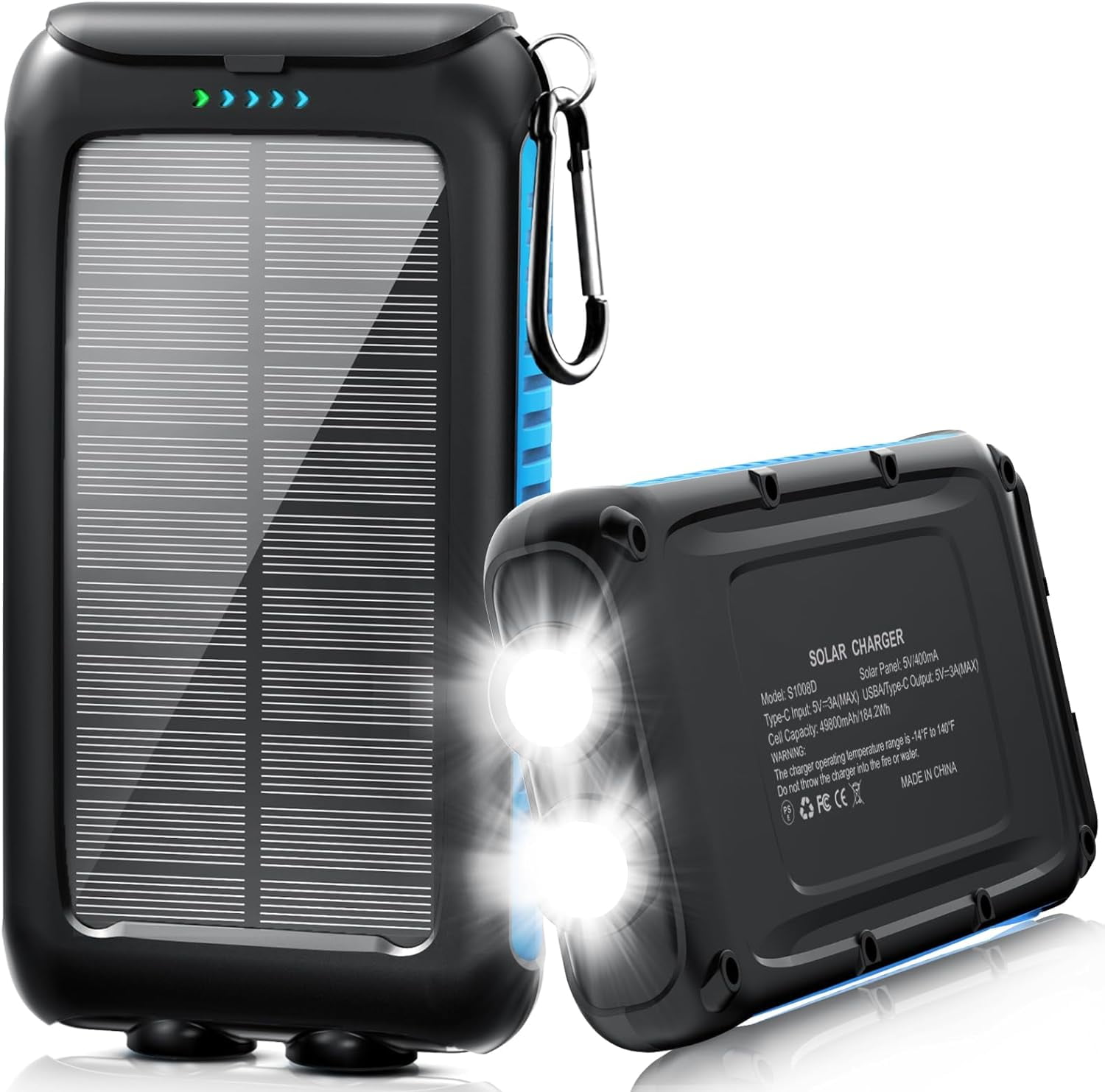 Solar-Charger-Power-Bank-49800mAh Portable Solar Phone Charger with LED ...