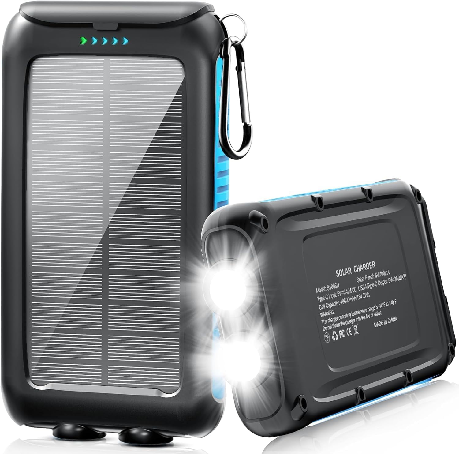 Solar-Charger-Power-Bank-49800mAh Portable Solar Phone Charger with LED ...