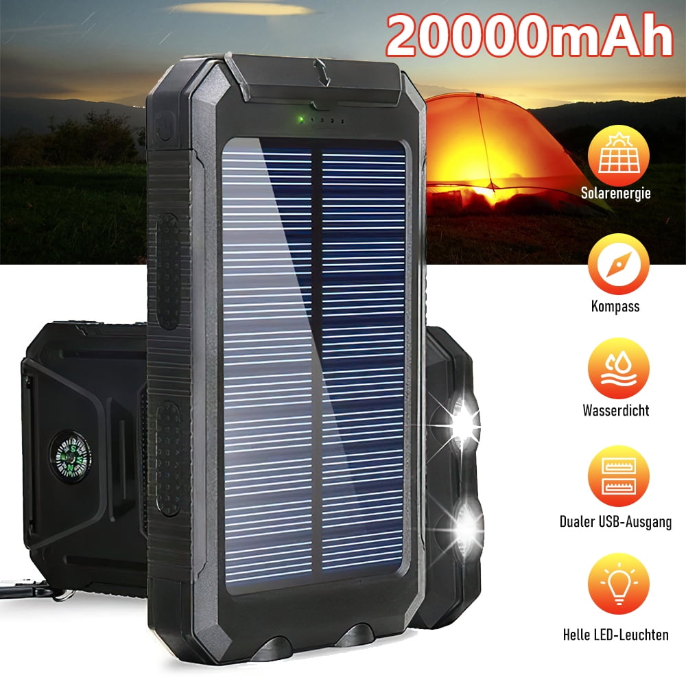 Walmart Solar Charger Power Bank, 20000mAh, 2 USB, LED Flashlight ...