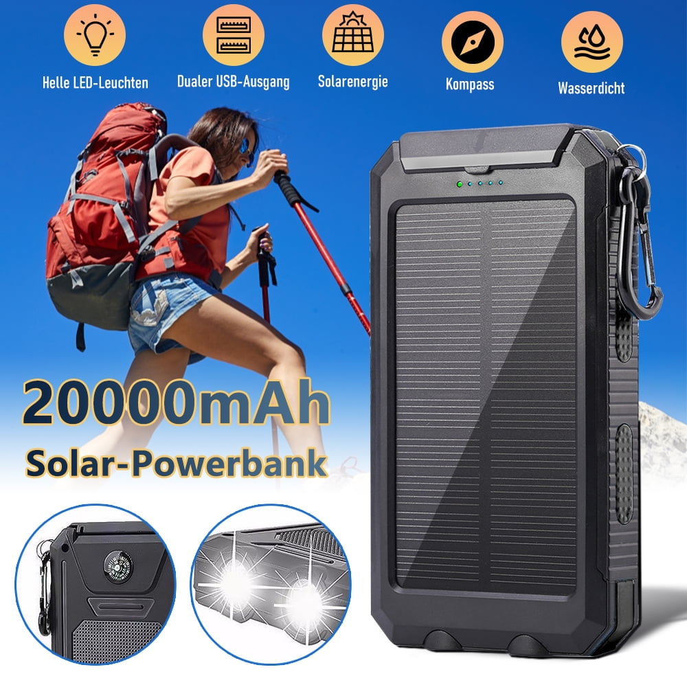 Solar Charger Power Bank Fast Charging, 30000mAh Portable Solar Phone ...