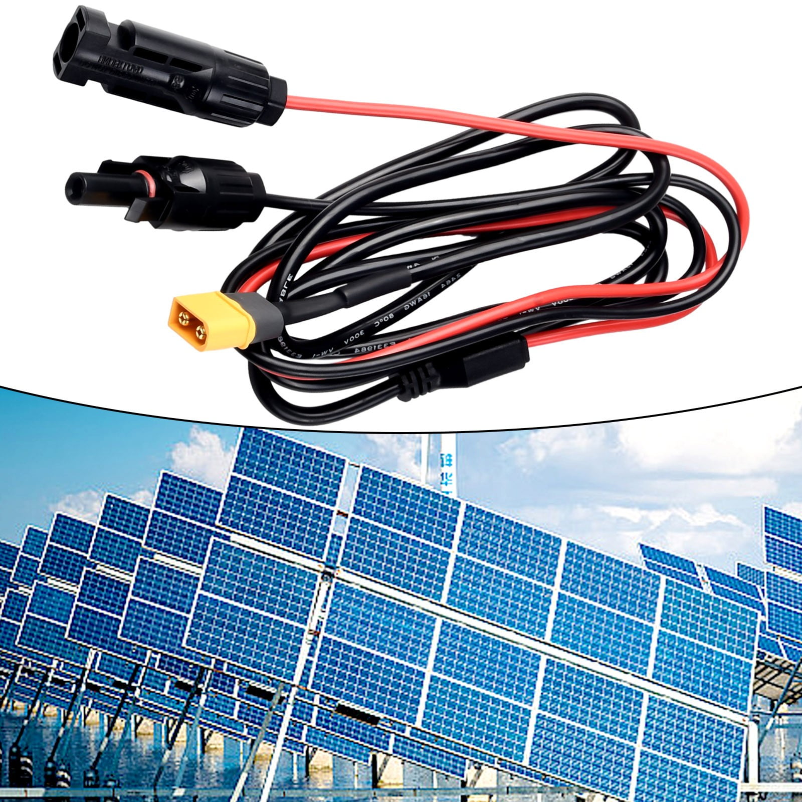 Solar Charging Cable To Male Plug Adapter Cable Electrical Cord Solar ...
