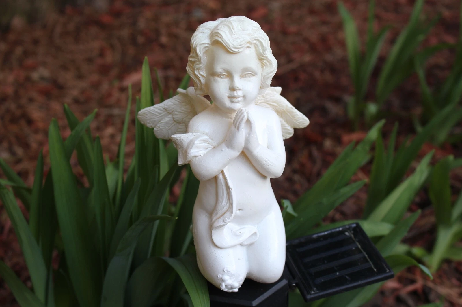 Solar Cherub Angel Statue Garden Yard Art Led Light Outdoor Lawn ...