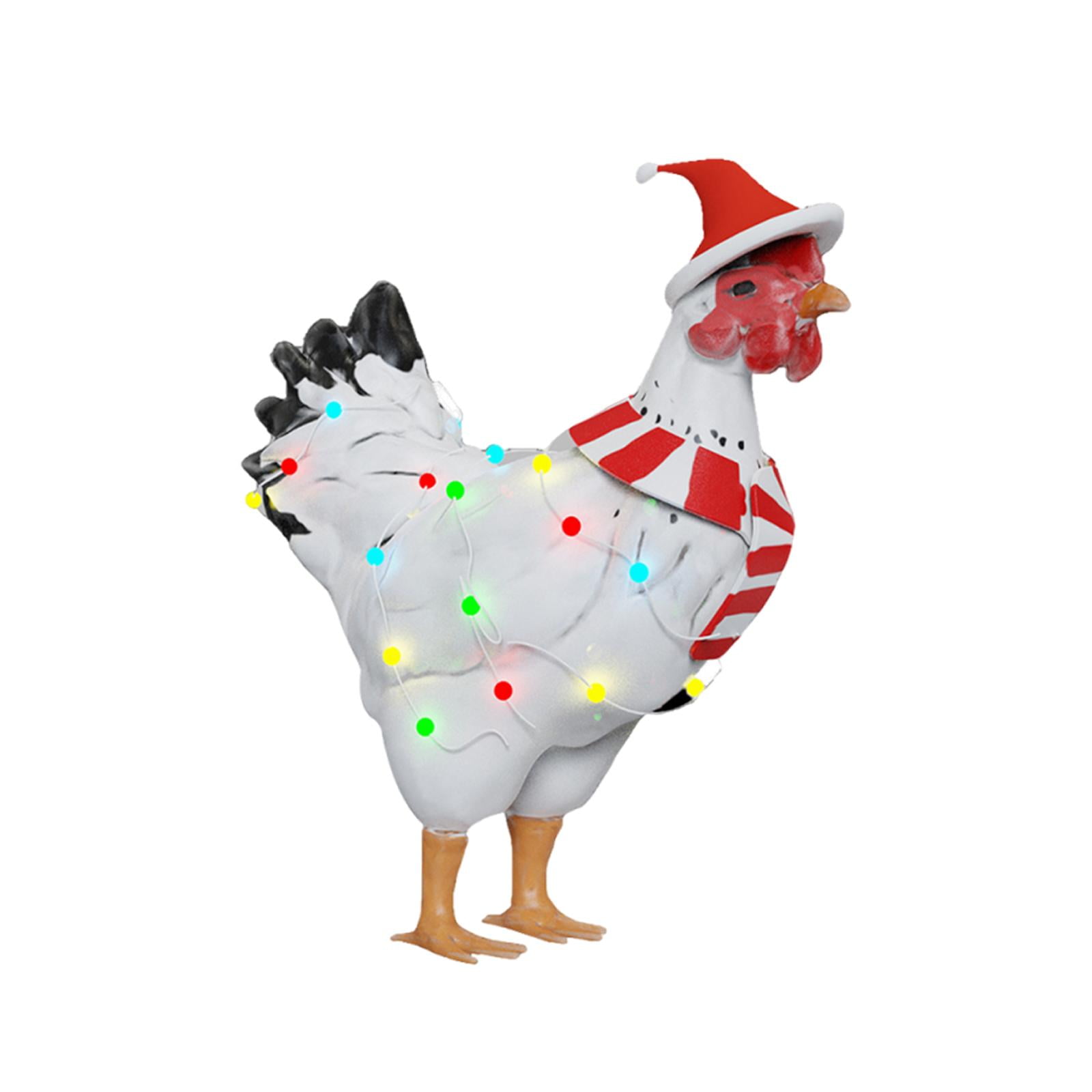 Solar Chicken Ornament Garden Statue Light Handpainted Rooster Design ...