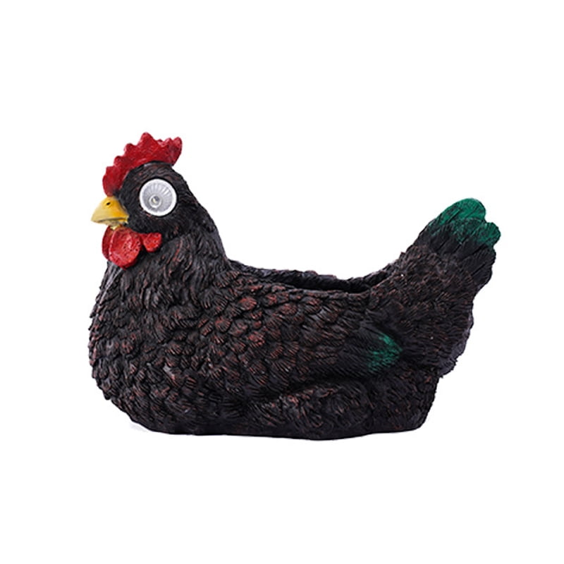 Solar Chicken Planter Pot For Succulent, Resin Hen Solar Figurines ...