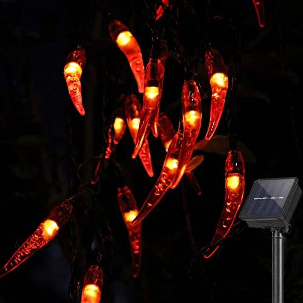 Chilli LED Decorative Solar String Lights, 50 Red Chili Pepper Lights ...