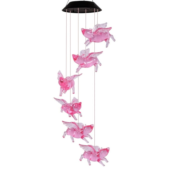 Solar Chime Light, Cute LED Pig Lantern, Outdoor Decorative Solar Light ...