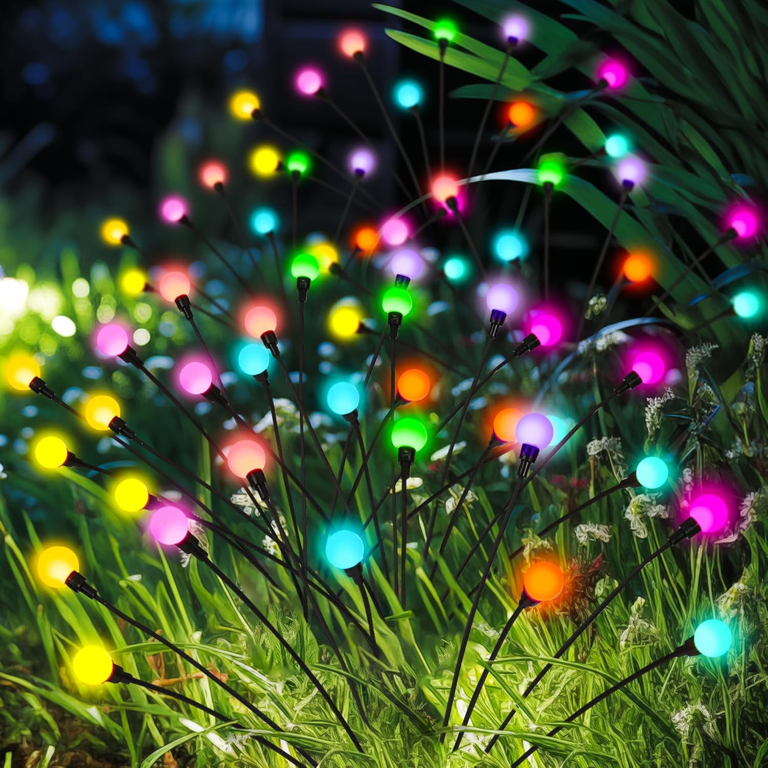 Solar Christmas Decoration, 80 LED Firefly Garden Lights Outdoor, Wind ...