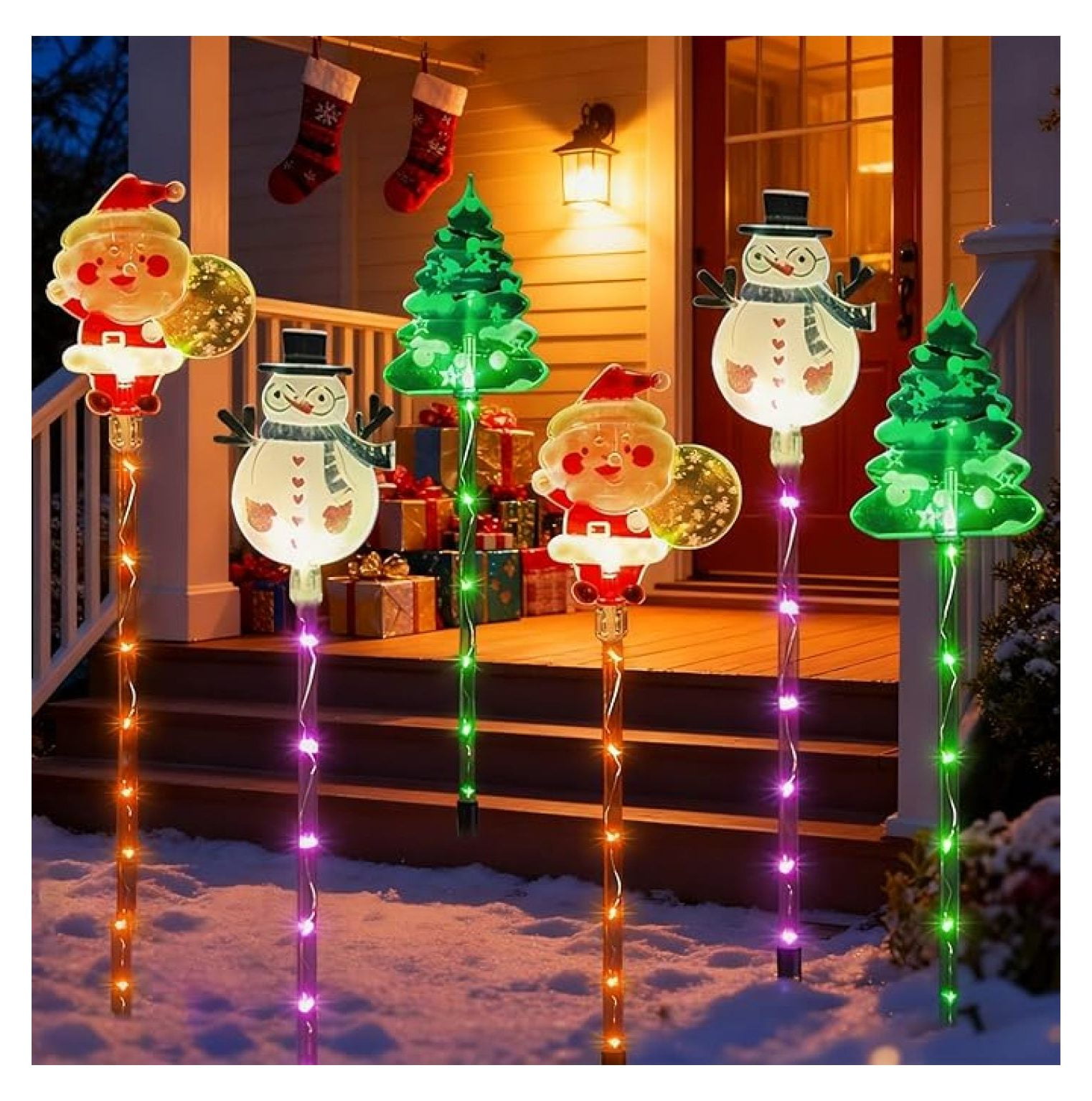 Solar Christmas Lights 6-Pack, Outdoor Xmas Decorations LED Snowman ...