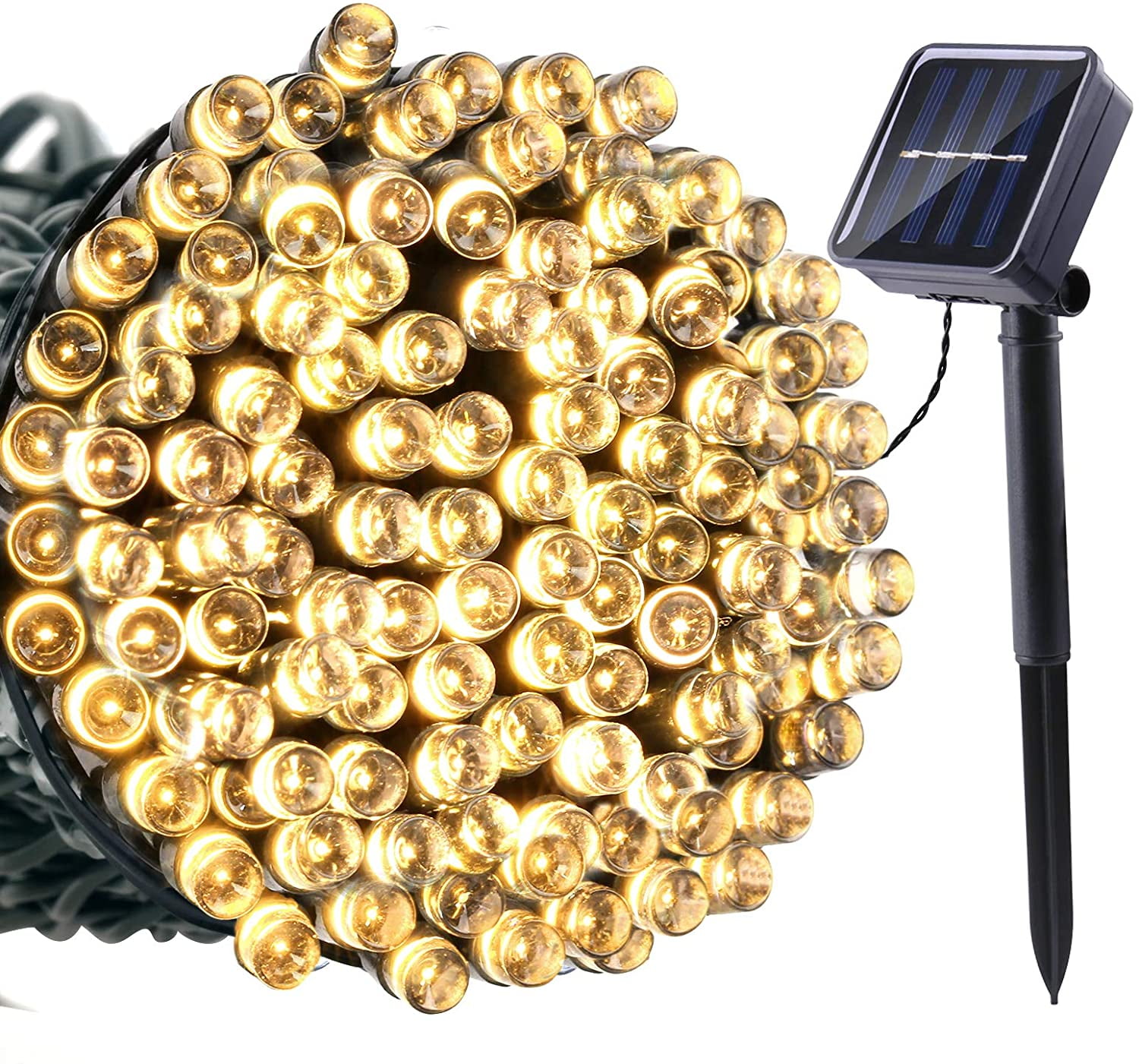 Solar Powered Christmas Lights, 73ft 200 LED, 8 Modes, Waterproof ...