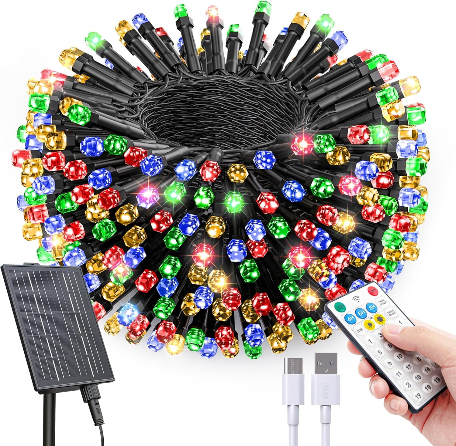 Solar Christmas Lights Outdoor,142Ft 400 Beads Solar String Lights with ...