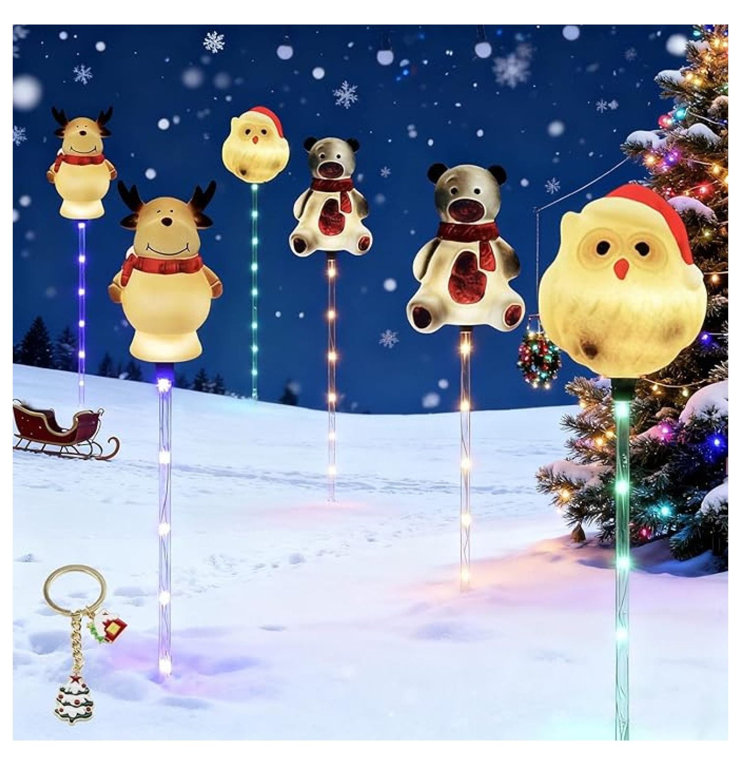 Solar Christmas Lights Outdoor 6-Pack, Moving LED Holiday Decorations ...