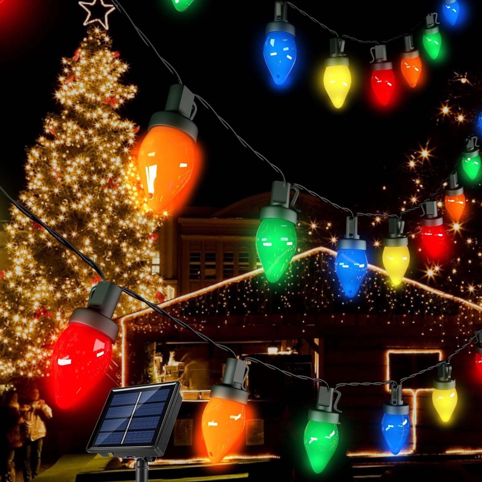 Solar Christmas Lights Outdoor Strawberry String Lights, LED Christmas ...