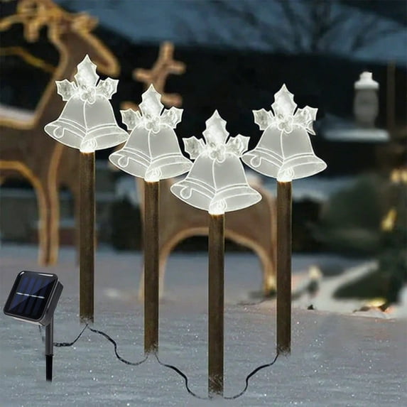 Solar Christmas Pathway Lights, 4-Pack with Deer, Bell, Snowflake ...