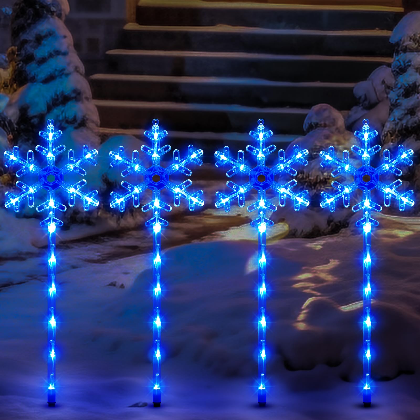 Solar Christmas Pathway Lights Outdoor Decorations, Solar Powered ...