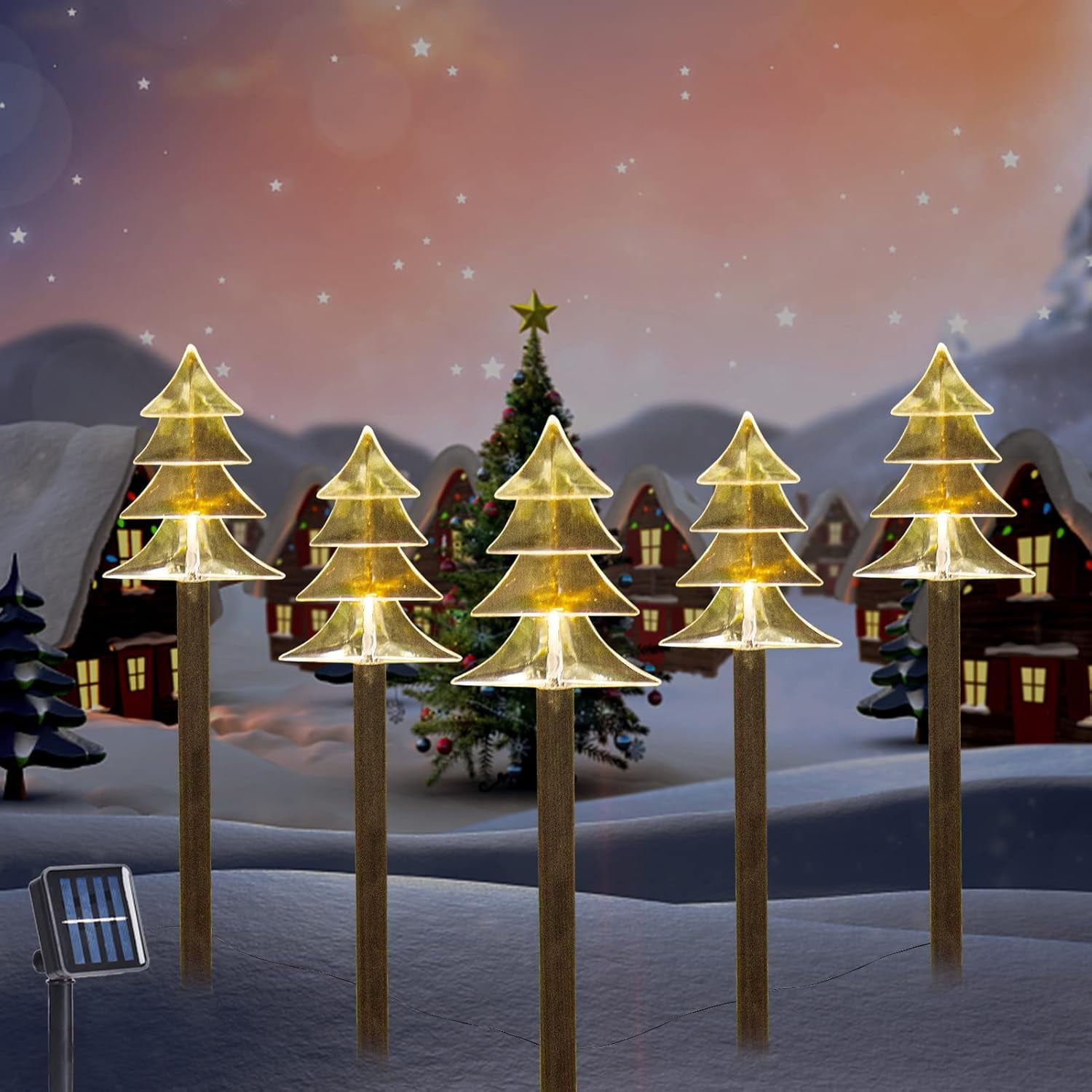 Solar Christmas Pathway Lights Outdoor Decorations, Xmas Tree Lights ...