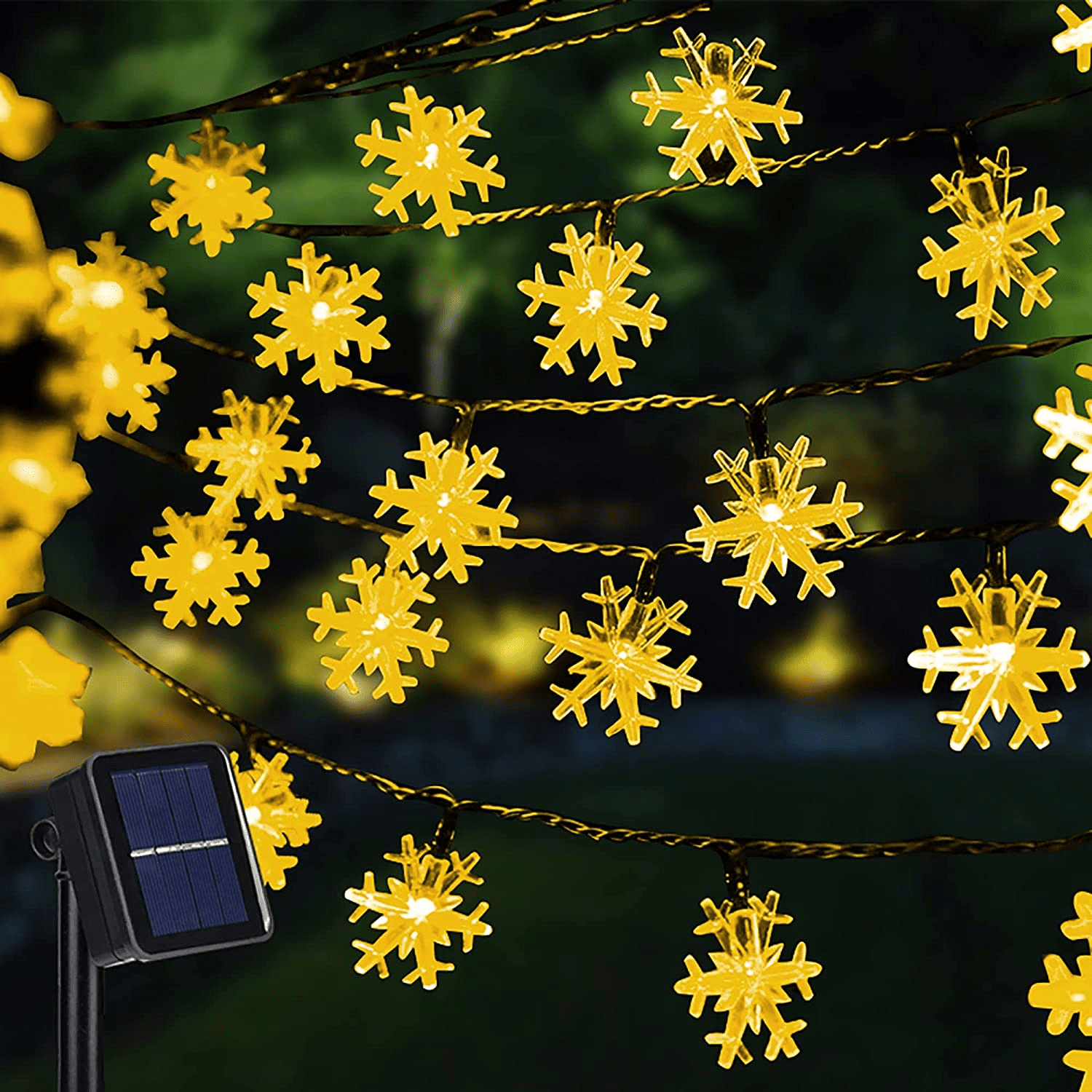 Solar Christmas Snowflake Lights, 20FT 30 LED 8 Modes Warm White Fairy ...