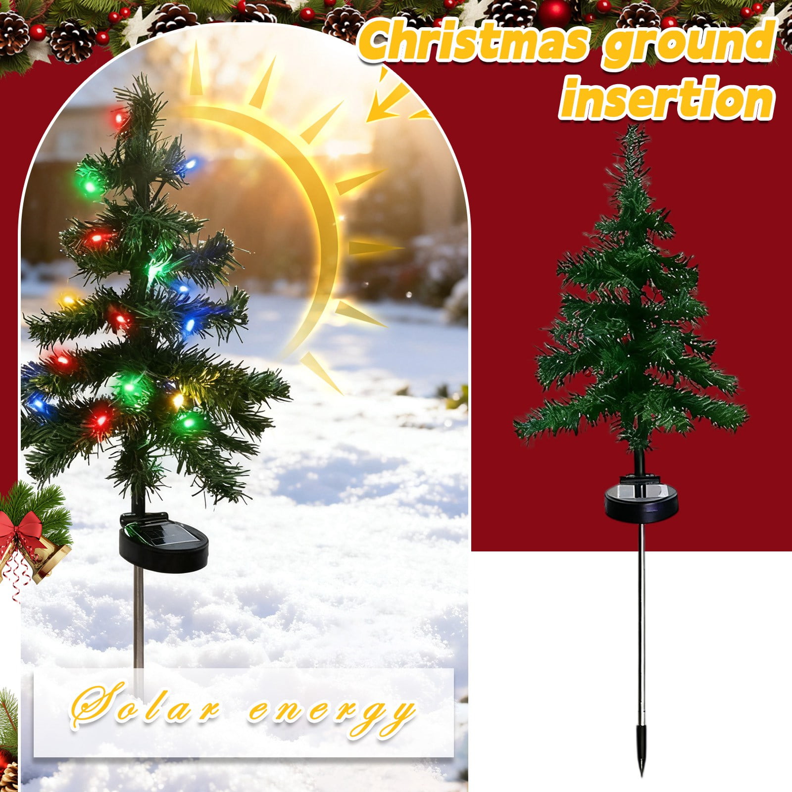 Solar Christmas Tree Garden Lights Outdoor Christmas Decorations For ...