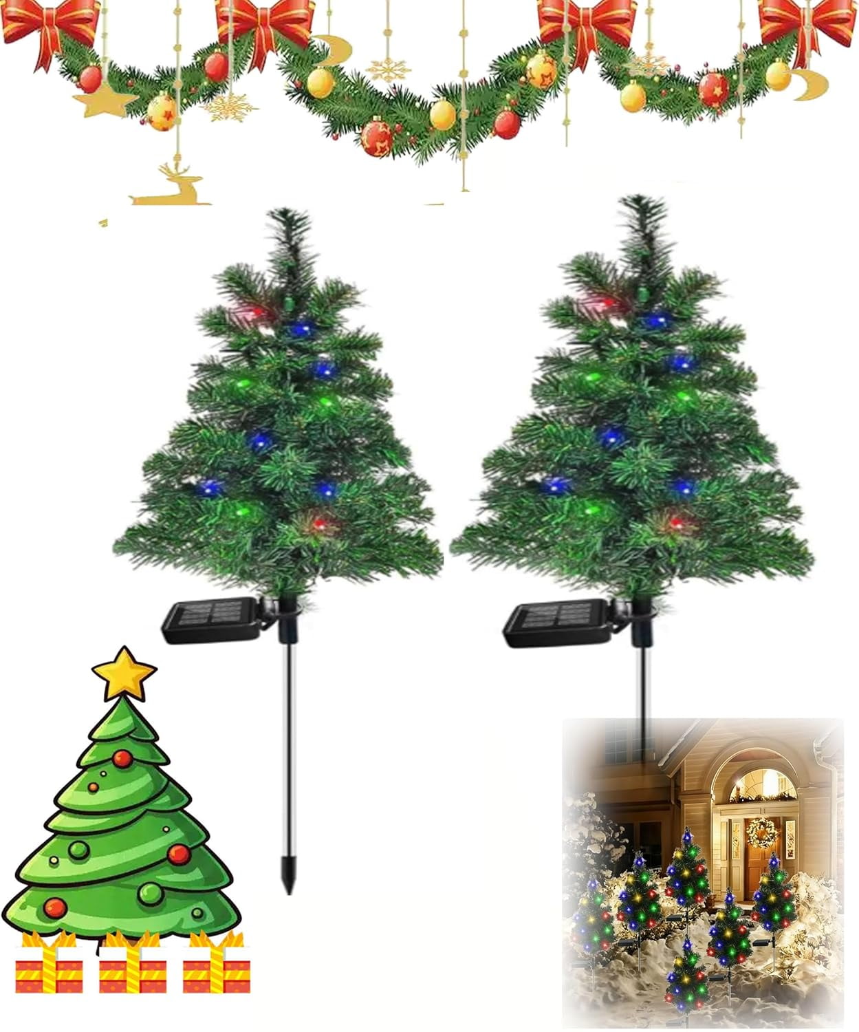 Solar Christmas Tree Lights Holiday Decorations – Waterproof Outdoor ...