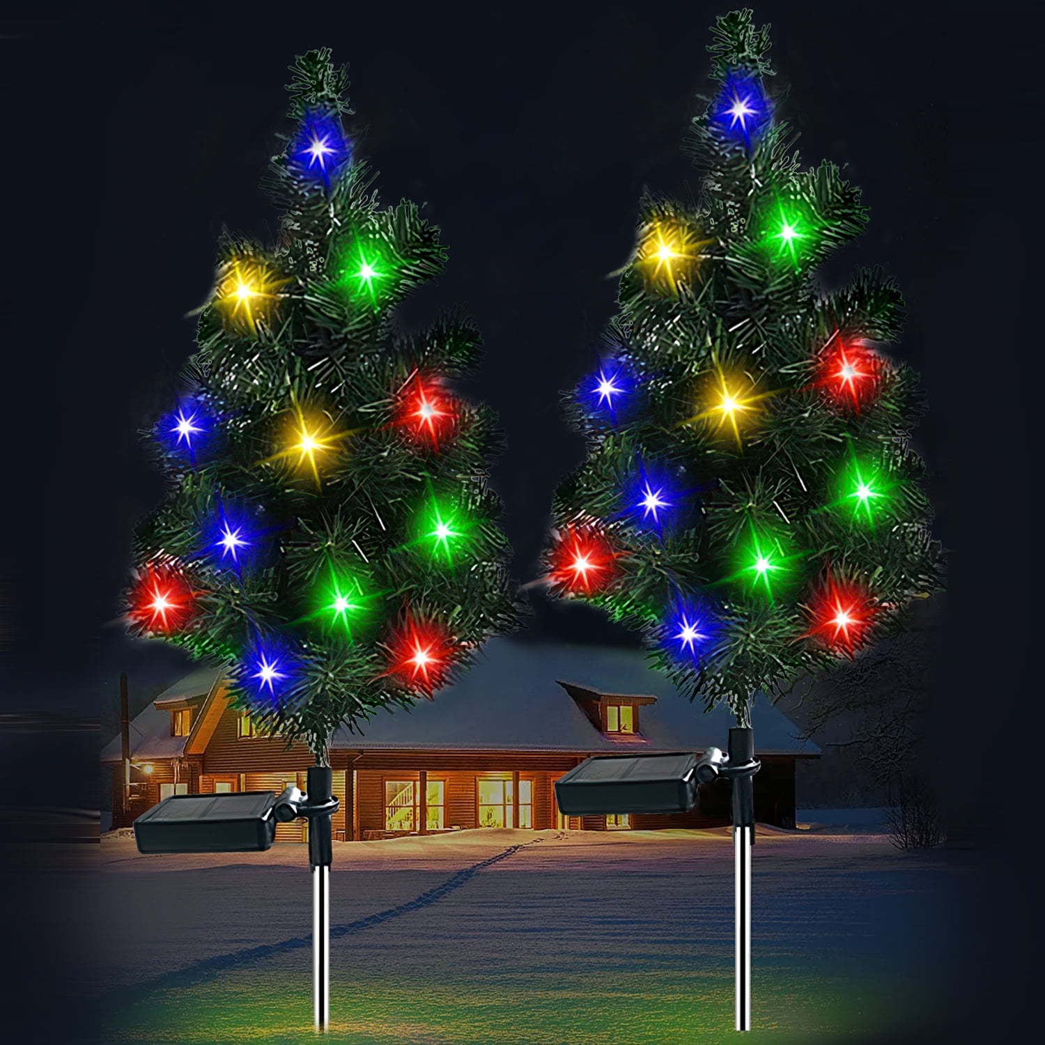Walmart Solar Christmas Tree Lights, Waterproof Outdoor Walkway Holiday ...