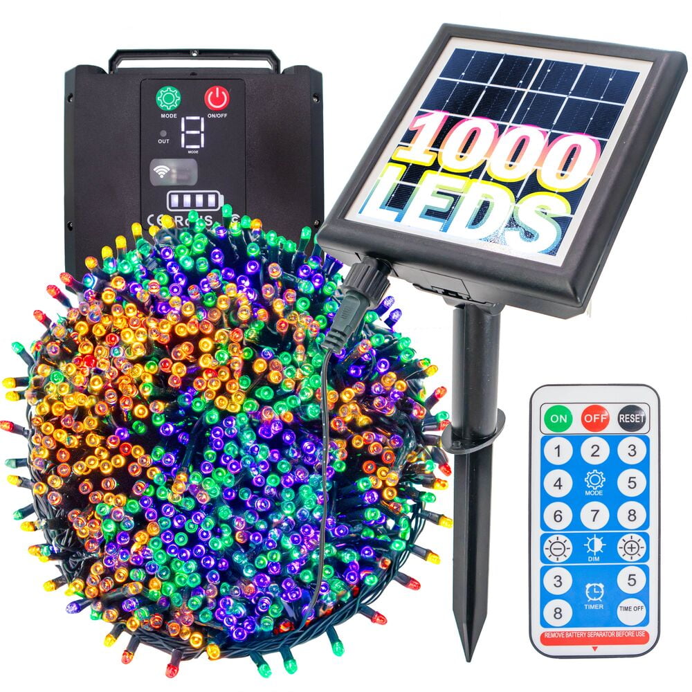 Solar Christmas Tree Multicolor RGB String Lights - 1000 LED - 364ft ...