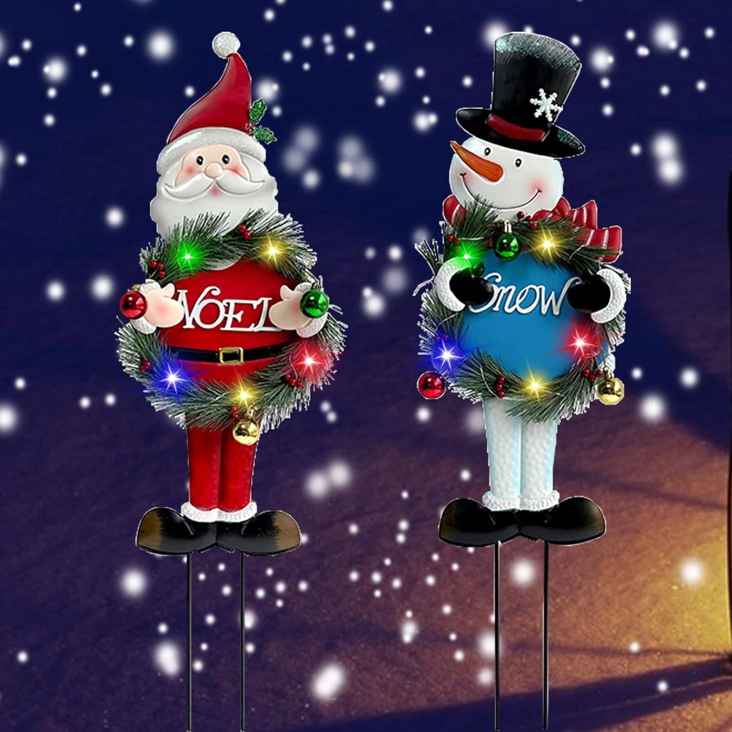 Solar Christmas Yard Decorations Outdoor - 2 Pack Metal Xmas Yard Signs ...