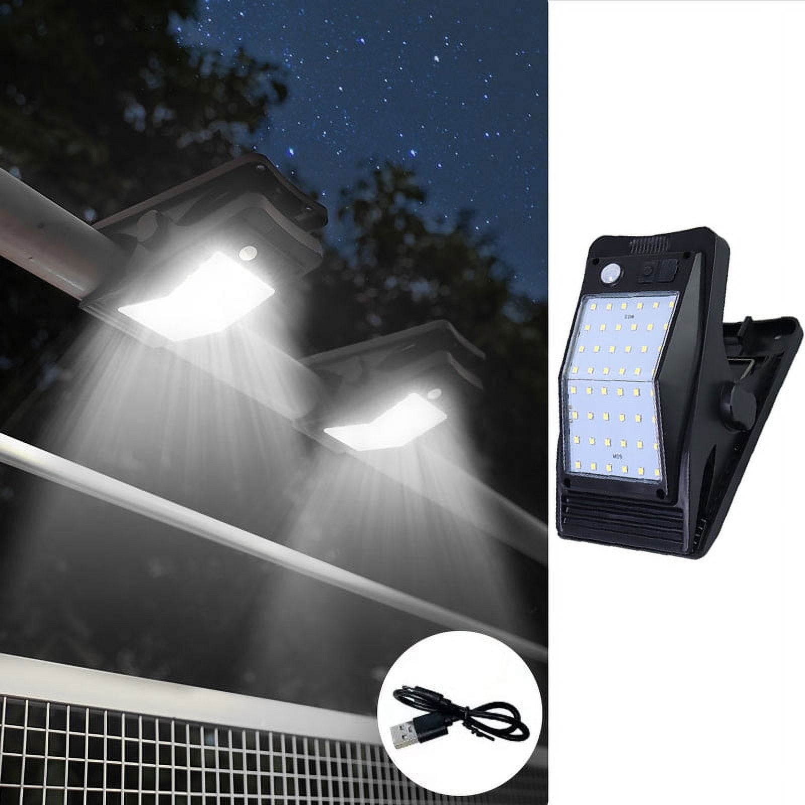 Solar Clamp Light 48 LED Outdoor Patio Ultra Bright Human Induction ...
