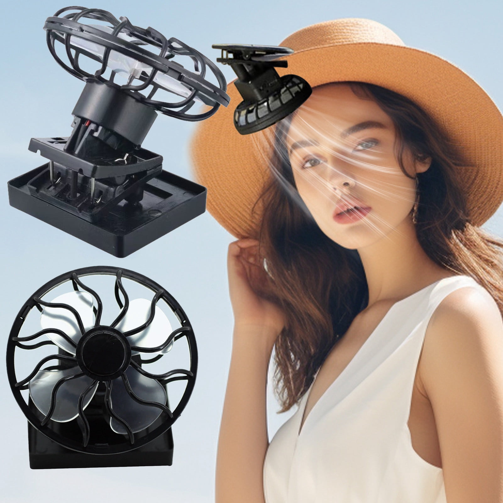 Solar Clip Fan 2Pc Portable Hat Clip Fan Power Sun Energy Panel Summer ...