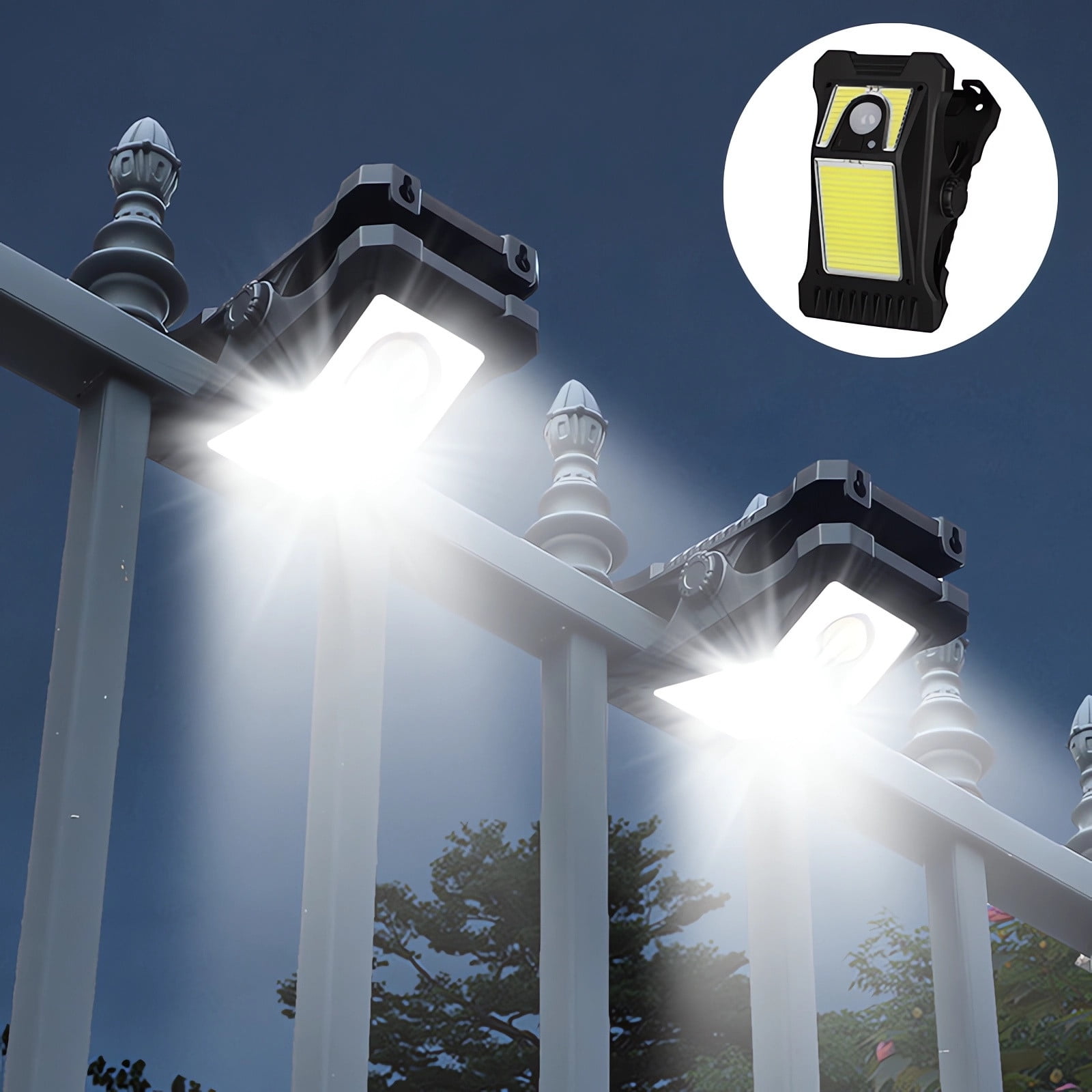Solar Clip Light Outdoor Garden LED COB Sensor Light Portable Wall ...