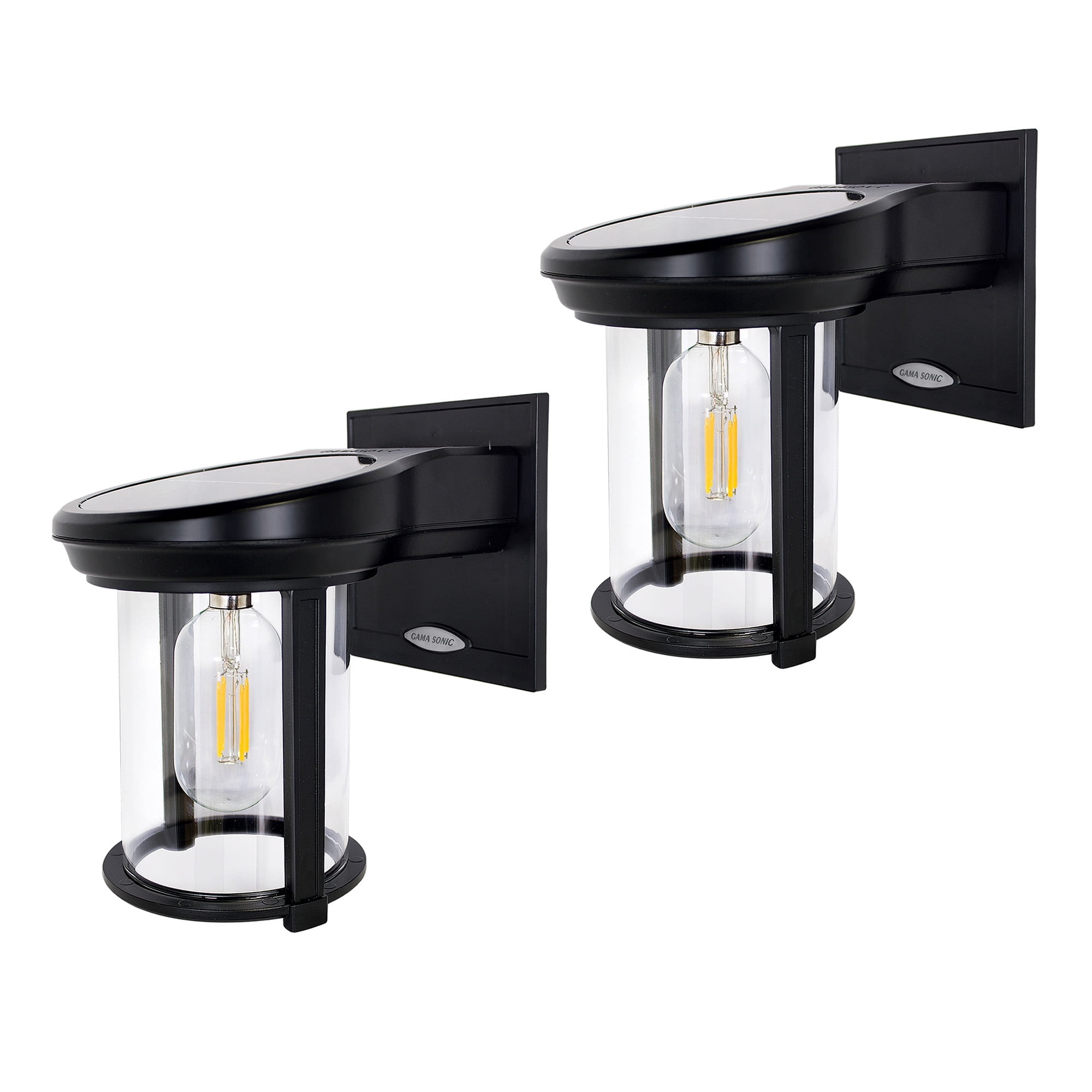 Solar Coach Lantern - w/Edison Bulb - Black 2 PK - Walmart.com