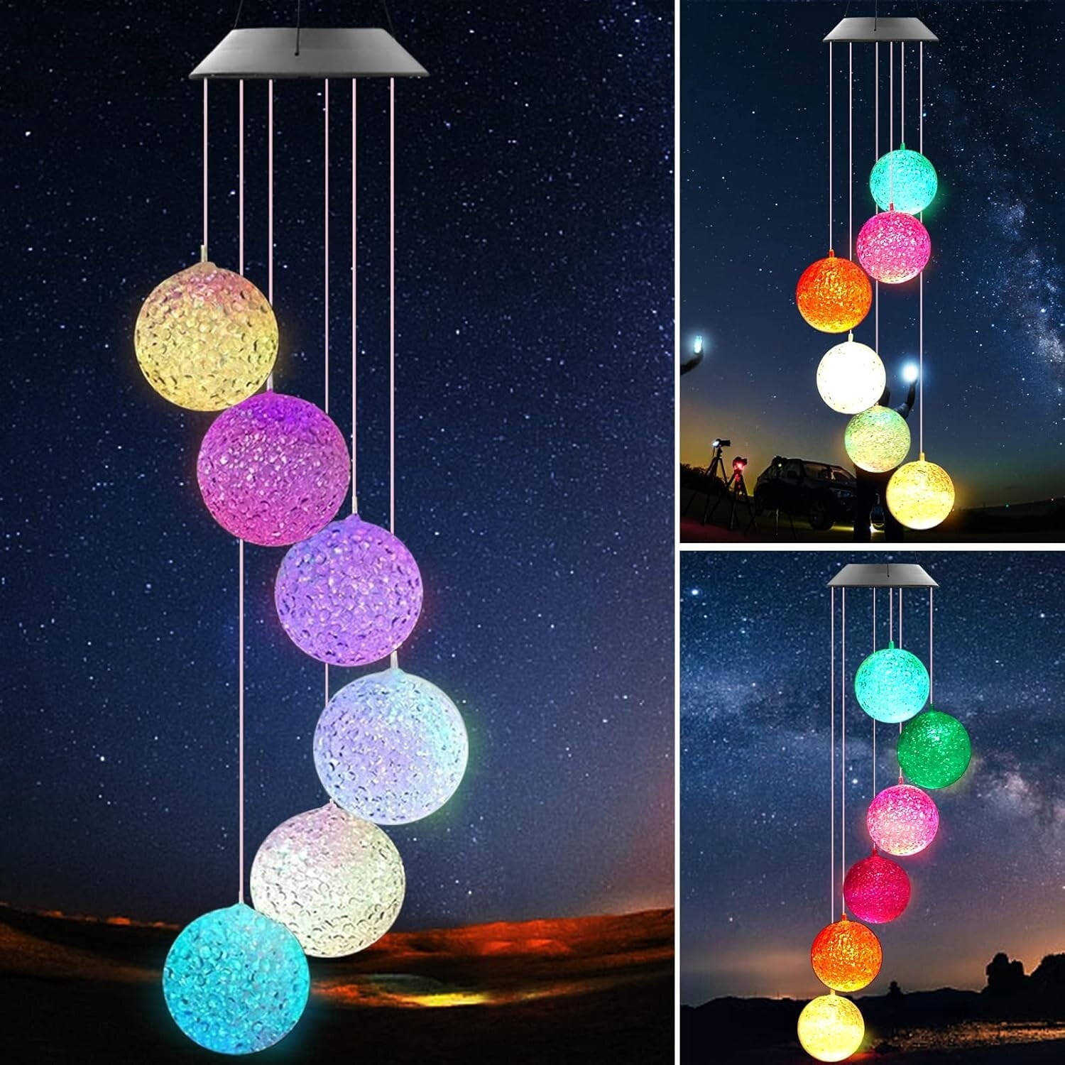 Solar Color-Changing LED Wind Chime Balls - Walmart Business Supplies