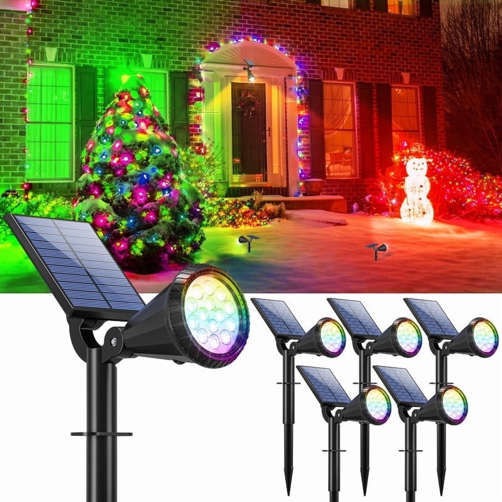 Solar Lights RGB Outdoor, 6 Pack, 7 Color Modes, 180° Adjustable ...