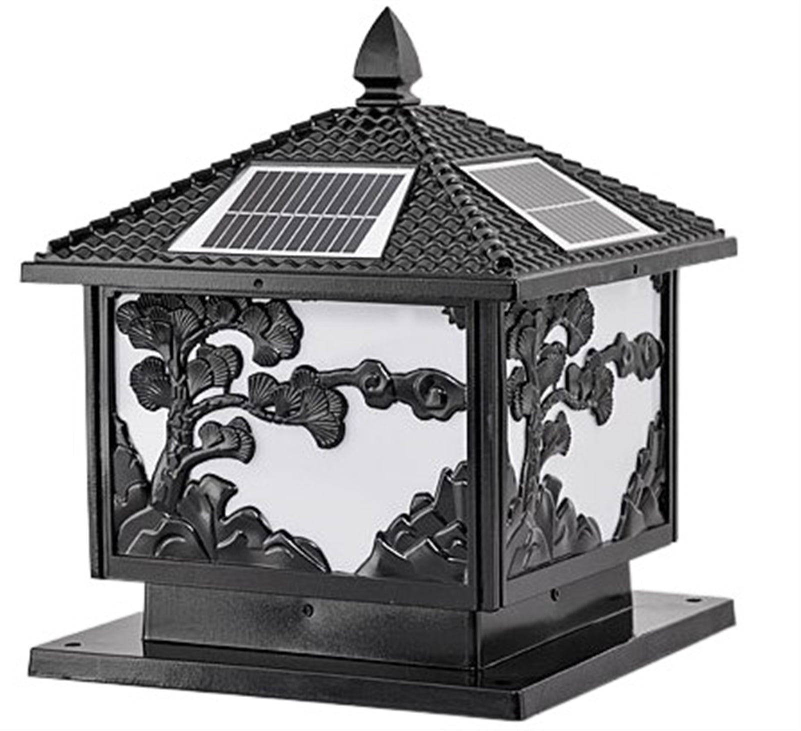 Solar Column Headlight Outdoor, LED Solar Torch Light Solar Pillar ...