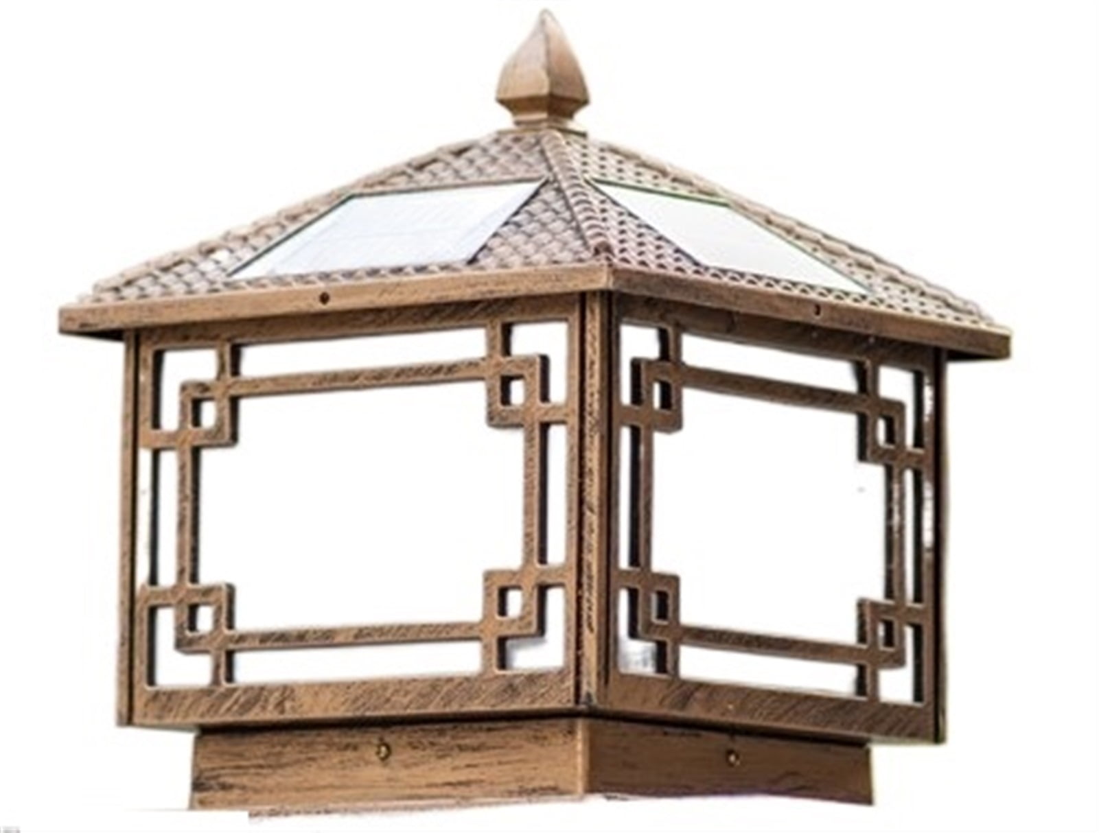 Solar Column Headlight Outdoor, LED Solar Torch Light Window Fancy Gold ...