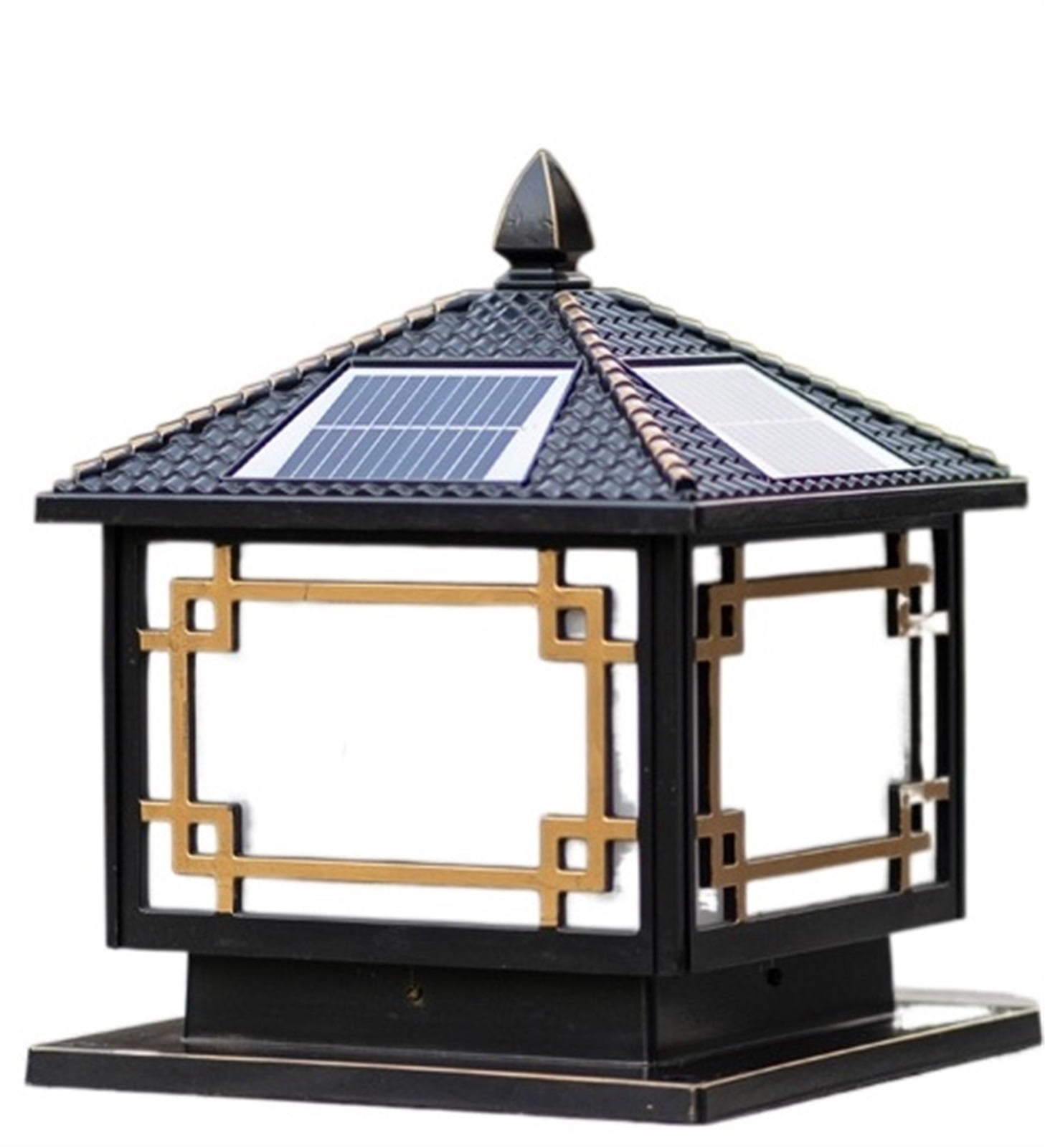 Solar Column Headlight Outdoor, LED Solar Torch Light Window Fancy Gold ...