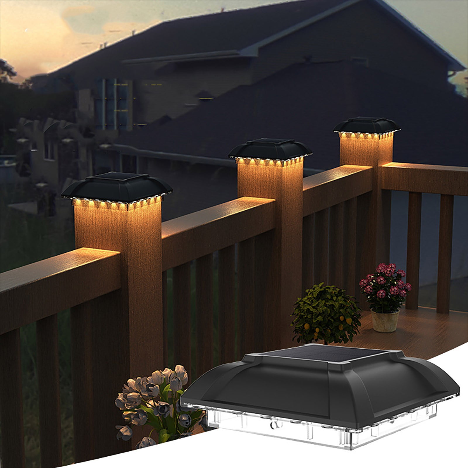 Solar Column Headlights Wooden Stakes Outdoor Courtyard Lights Garden ...