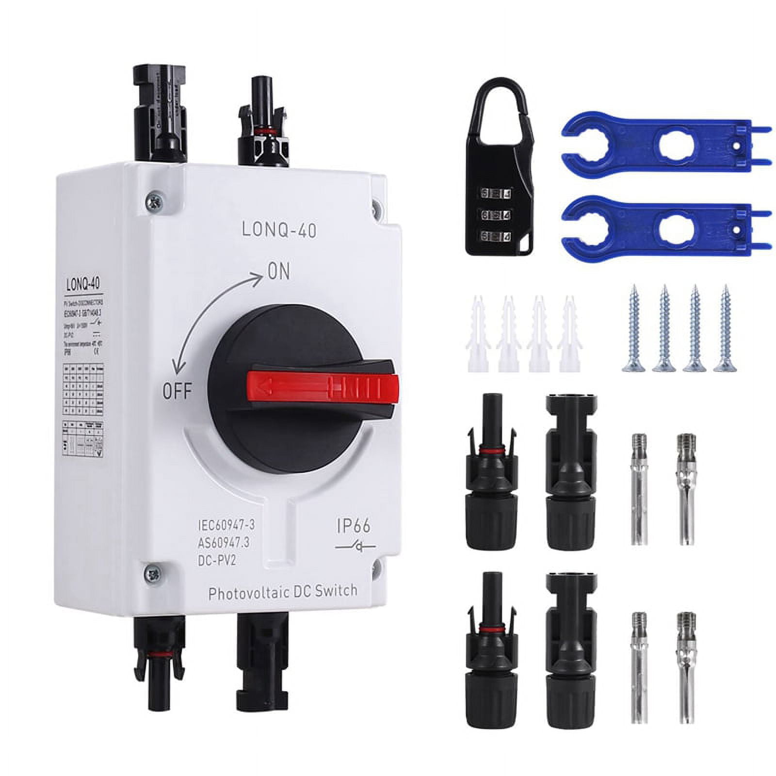 Solar Combiner Box, 1200V DC 32A 4P Waterproof Insulated Switch ...