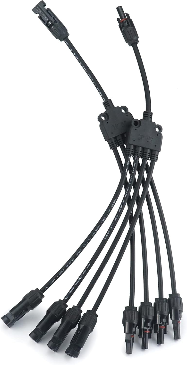 Solar Connector, 1 to 4 Solar Adapter Solar Panel Parallel Connector, 1 ...