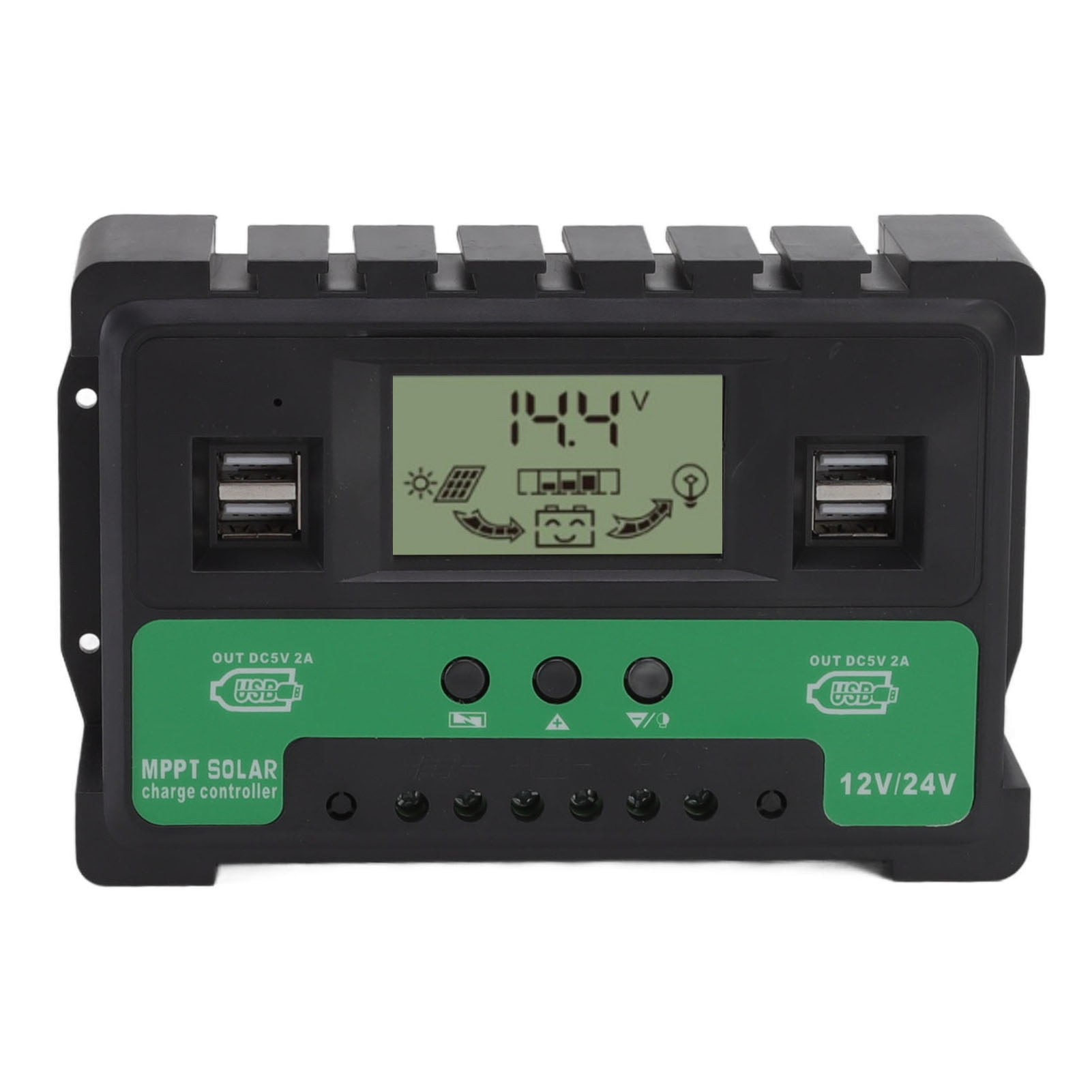 Solar Controller 12V 24V Charge Discharge PV Regulator LCD Display Dual ...