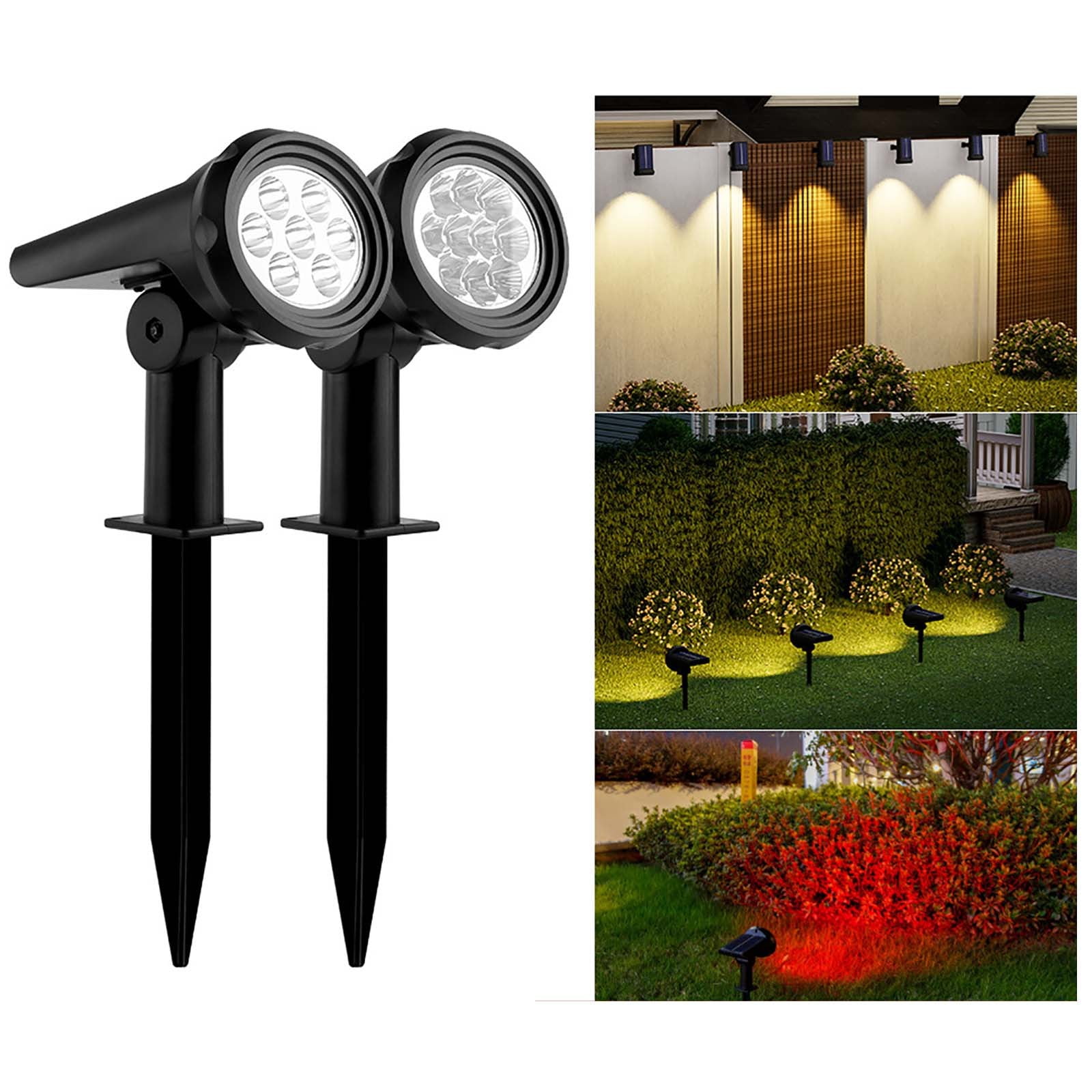 Solar Courtyard Lights, Outdoor Waterproof LED Spotlights for Garden, Floor Mounted Solar ...