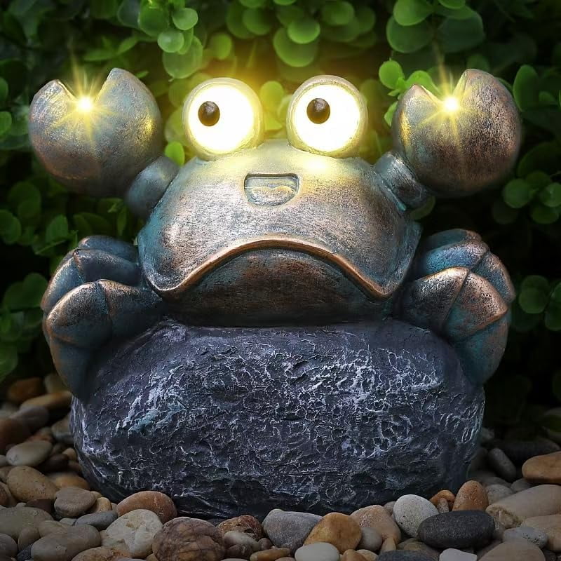Solar Crab Outdoor Statues for Garden，Outside Decor Yard Art Lawn ...