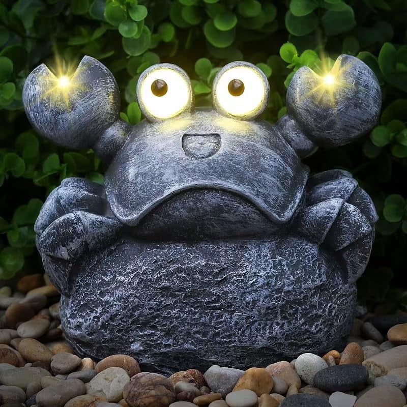 Solar Crab Outdoor Statues for Garden，Outside Decor Yard Art Lawn ...