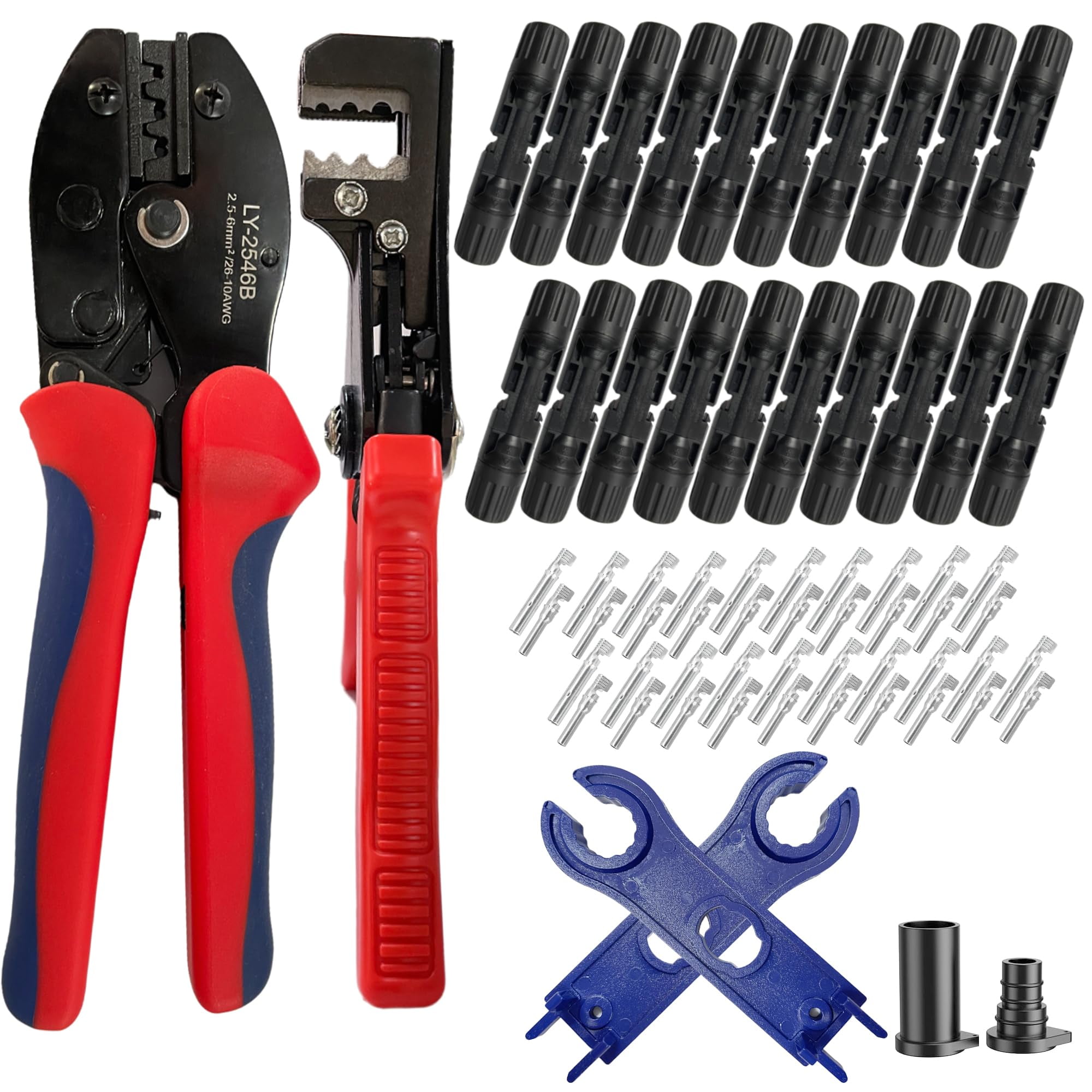 Solar Crimper Tool Kit, 40pcs Solar Panel Connectors with Solar Crimper ...