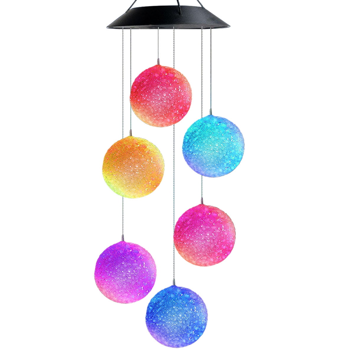 Solar Crystal Ball Wind Chime, Color-Changing Outdoor Waterproof Wind ...