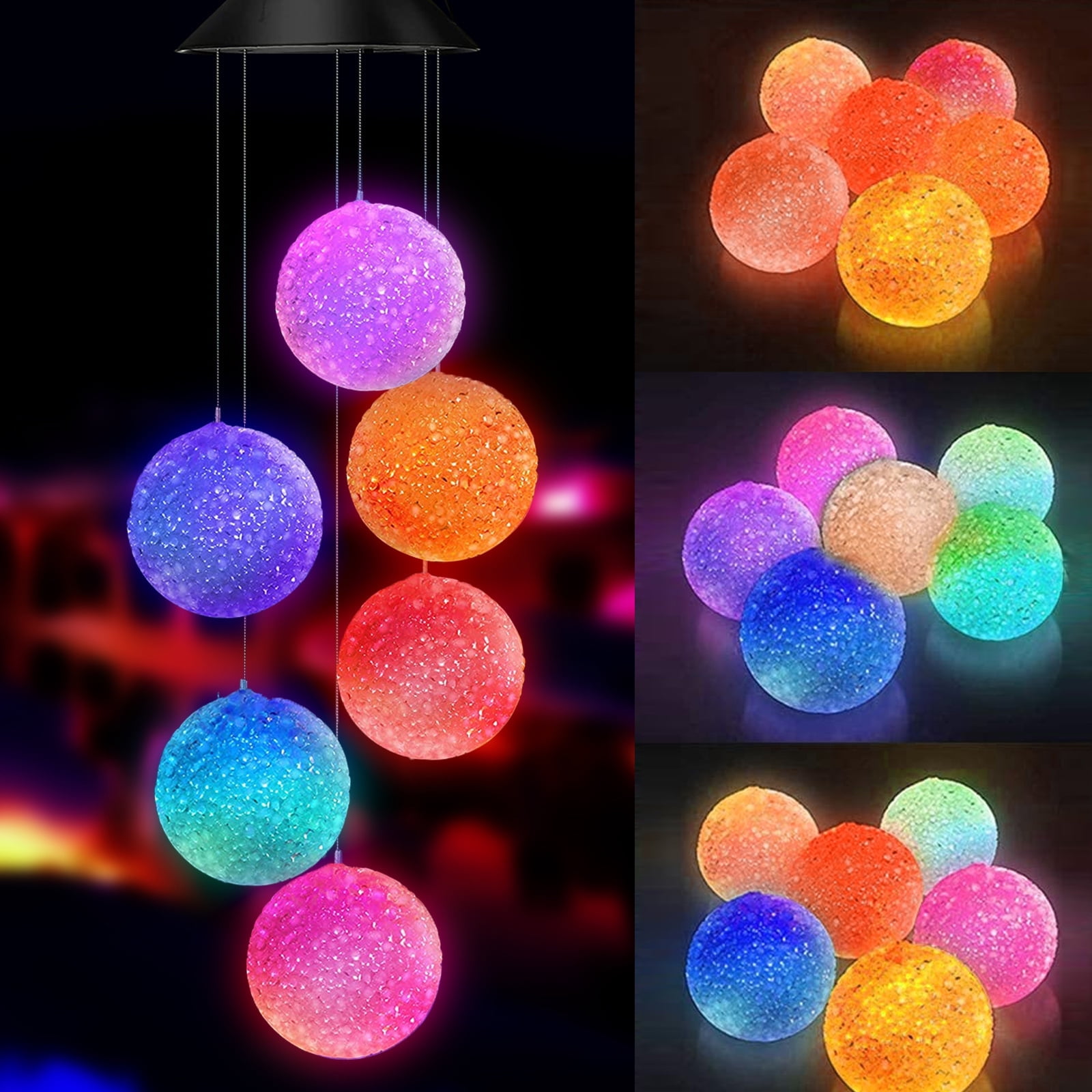 Solar Crystal Ball Wind Chime, Mobile Hanging Wind Chime, Color ...