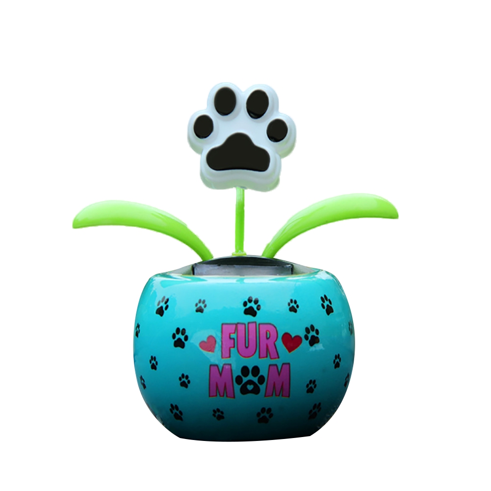 Solar Dancing Plant Toy Auto Cute Shaking Blue Pot Plant Bear Paw ...