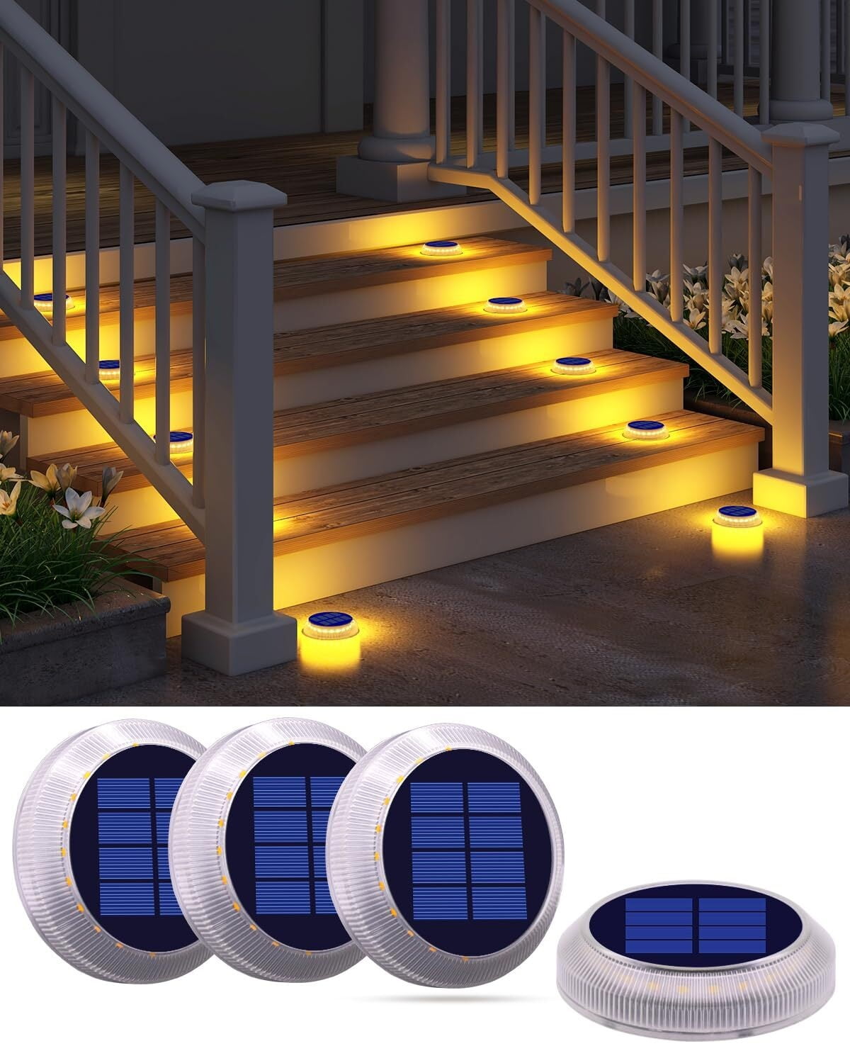 Solar Deck Lights, 6 Pack Waterproof LED Path Lights, Outdoor Solar ...